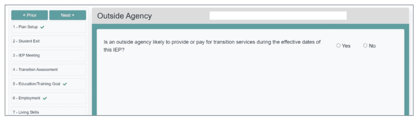 Outside Agency - Transition Improvement Grant